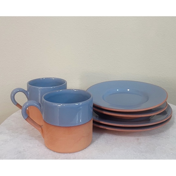 Dining | Blue And Tan Ceramic Dinnerware Set | Poshmark